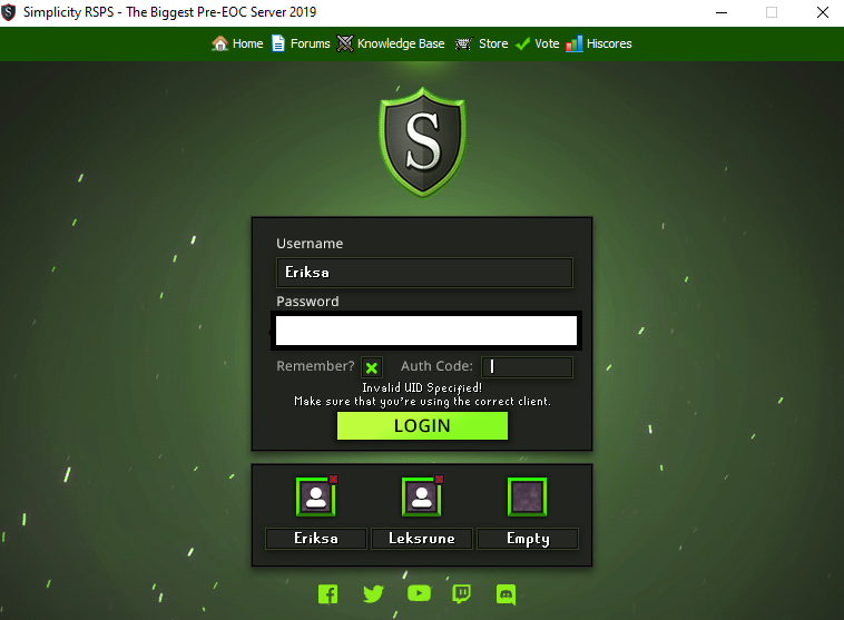 I can't login in to the server - Report a Bug - Simplicity RSPS ...